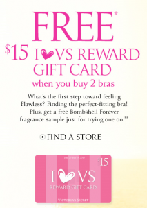 FREE $15 Victoria's Secret Gift Card for buying Two Bras | Thrifty ...